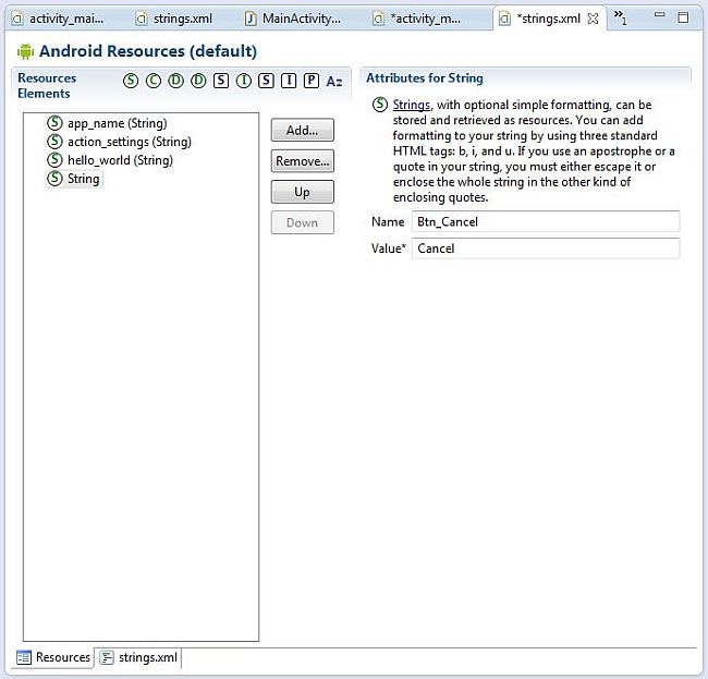 Resolving Hardcoded String, should Use @String Resource in Android Application